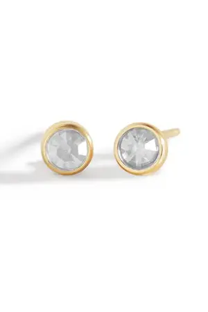 MINT & LILY Birthstone Bezel Stud Earrings - Goldone/april Diamond