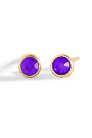 MINT & LILY Birthstone Bezel Stud Earrings - Goldone/february Amethyst