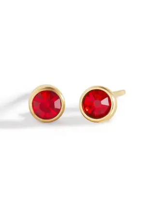 MINT & LILY Birthstone Bezel Stud Earrings - Goldone/january Garnet