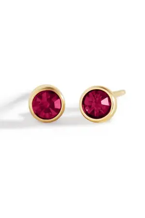 MINT & LILY Birthstone Bezel Stud Earrings - Goldone/july Ruby