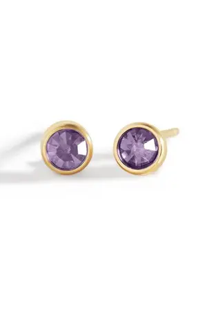 MINT & LILY Birthstone Bezel Stud Earrings - Goldone/june Alexandrite