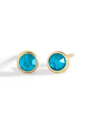 MINT & LILY Birthstone Bezel Stud Earrings - Goldone/march Aquamarine