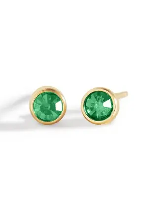 MINT & LILY Birthstone Bezel Stud Earrings - Goldone/may Emerald