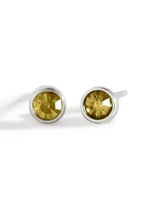 MINT & LILY Birthstone Bezel Stud Earrings - Silver/august Peridot