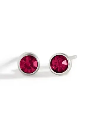 MINT & LILY Birthstone Bezel Stud Earrings Silver/july Ruby