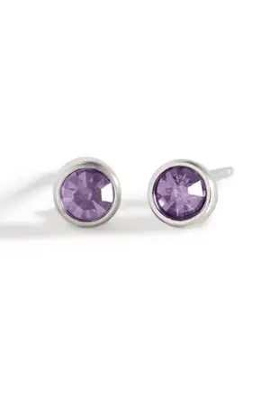 MINT & LILY Birthstone Bezel Stud Earrings - Silver/june Alexandrite