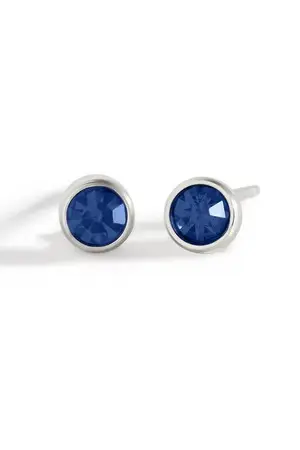 MINT & LILY Birthstone Bezel Stud Earrings - Silver/september Sapphire