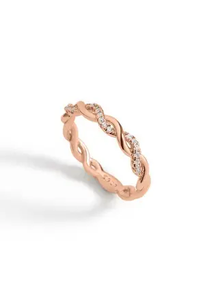 MINT & LILY Pave Twist Stacking Ring - 18k Rose Gold Vermeil