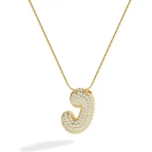 MINT & LILY Pave Initial Bubble Necklace - 18k Gold/letter J