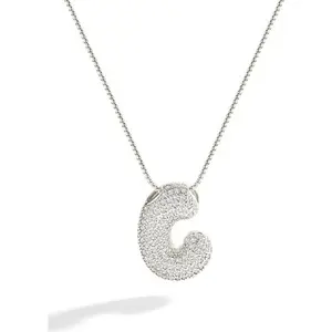 MINT & LILY Pave Initial Bubble Necklace - Silver/letter C