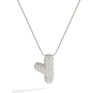 MINT & LILY Pave Initial Bubble Necklace - Silver/letter Y