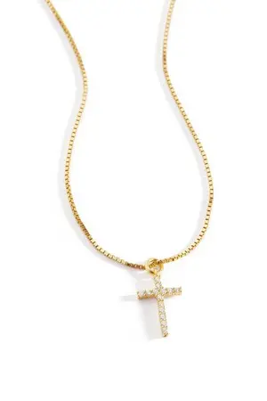 MINT & LILY Pave Cross Pendant Necklace - 18k Gold Over Sterling Silver