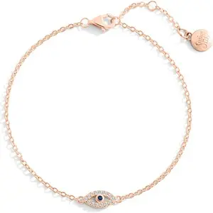 MINT & LILY Dainty Evil Eye Charm Bracelet Silver