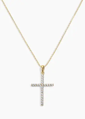 ELECTRIC PICKS Dove Cubic Zirconia Cross Pendant Necklace - Gold
