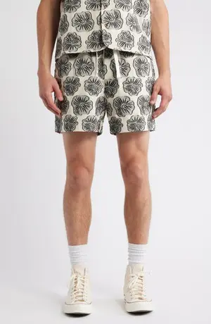 RIZORT Hibiscus Floral Drawstring Shorts