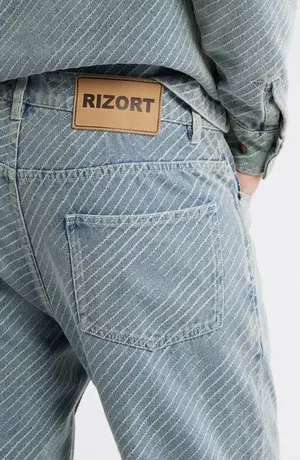 RIZORT Striped Distressed Jeans