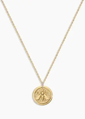 ELECTRIC PICKS Honey Bee Coin Pendant Necklace - Gold