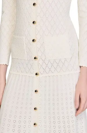 Sandro Decorative Knit Maxi Dress - Ecru