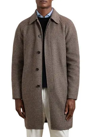 REISS Morpeth Houndstooth Wool Blend Coat