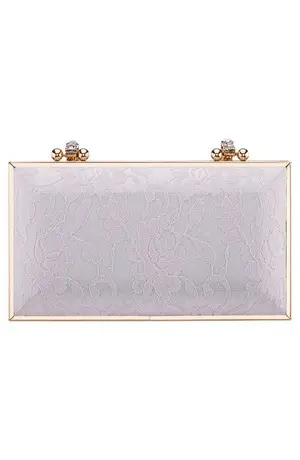 Nina Crystal Lace Clutch - Ivory
