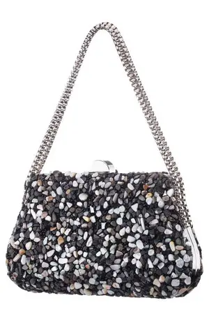 Nina Embellished Clutch With Chain Strap - Black Multi