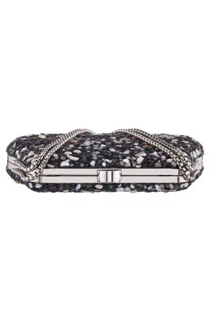 Nina Embellished Clutch With Chain Strap - Black Multi