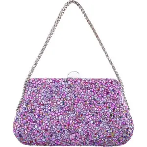 Nina Embellished Clutch With Chain Strap - Lavender Multi