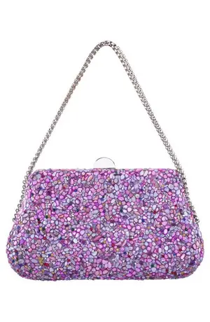 Nina Embellished Clutch With Chain Strap - Lavender Multi