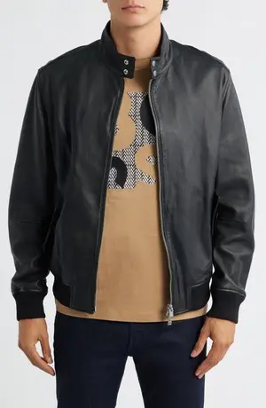 BOSS Monier Leather Zip Jacket
