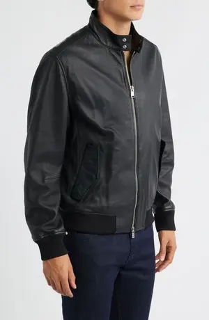 BOSS Monier Leather Zip Jacket