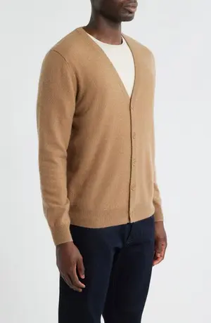 Nordstrom V-neck Cashmere Cardigan - Tan Cartouche