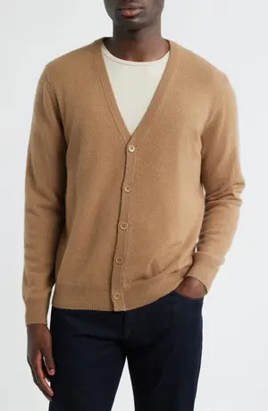 Nordstrom V-neck Cashmere Cardigan - Tan Cartouche
