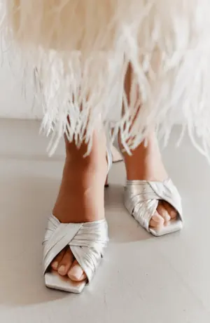 DANIELLA SHEVEL Riley Napa Leather Heel - Silver
