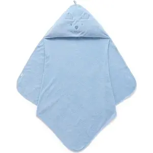 PUREBABY Bear Hooded Towel Pale Blue Melange