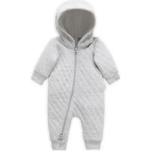 PUREBABY Quilted Hooded Coverall Onsie - Pale Grey Melange