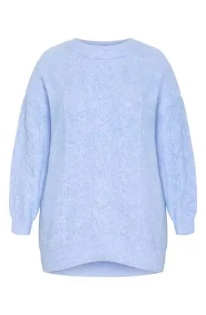 City Chic Claudia Cable Stitch Sweater - Sky Blue