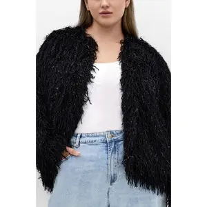 City Chic Sparkle Queen Jacket - Black
