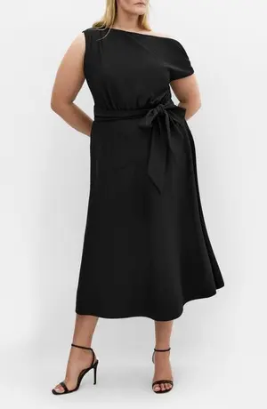 City Chic One-shoulder Crepe Midi Dress