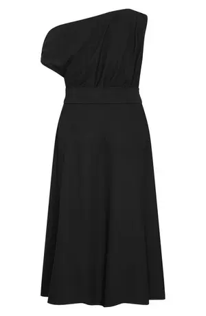 City Chic One-shoulder Crepe Midi Dress