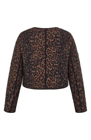 City Chic Leopard Print Quilted Crop Jacket