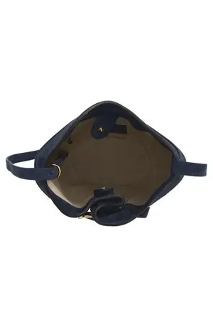 LIFFNER Belted Leather Bucket Bag - Navy