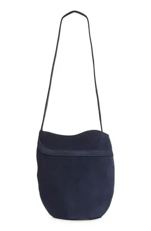 LIFFNER Belted Leather Bucket Bag - Navy