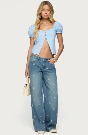 EDIKTED Dorothea Split Front Cotton Top