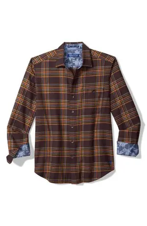 Tommy Bahama Canyon Beach Camano Plaid Cotton Flannel Button-up Shirt - Tread