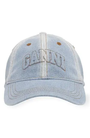 GANNI Washed Denim Baseball Cap - Light Denim