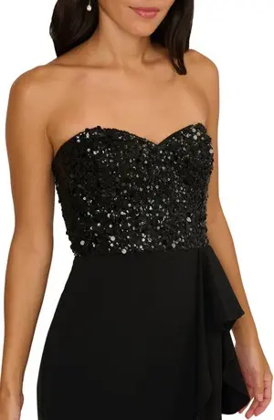 Adrianna Papell Beaded Bodice Strapless Mermaid Gown