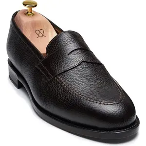 MORJAS Leather Penny Loafer - Brown Grain