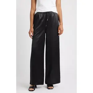 CITY BLUES Satin Drawstring Wide Leg Pants