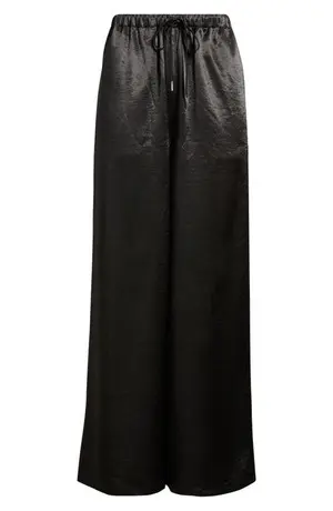CITY BLUES Satin Drawstring Wide Leg Pants