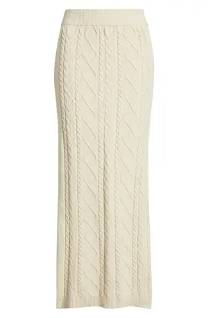 CITY BLUES Cable Knit Maxi Sweater Skirt - Sand